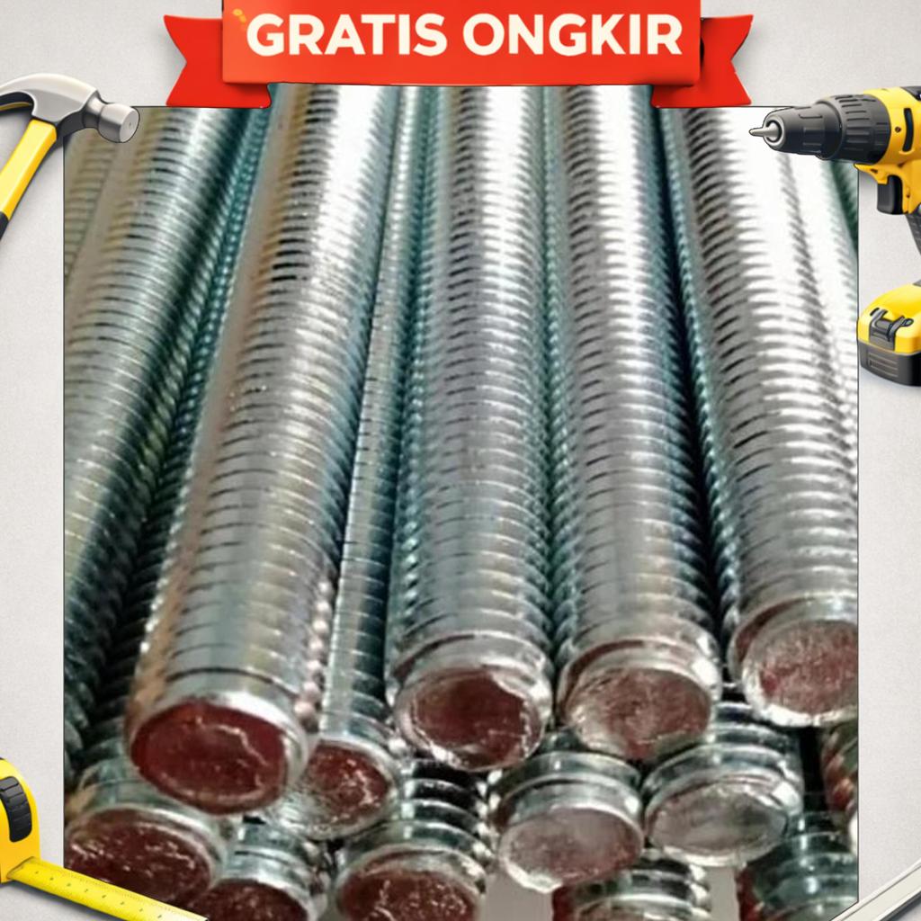 Jual Long Drat M6 X 1 Meter Isi 100 Batang As Drat Full Drat Galvanis ...