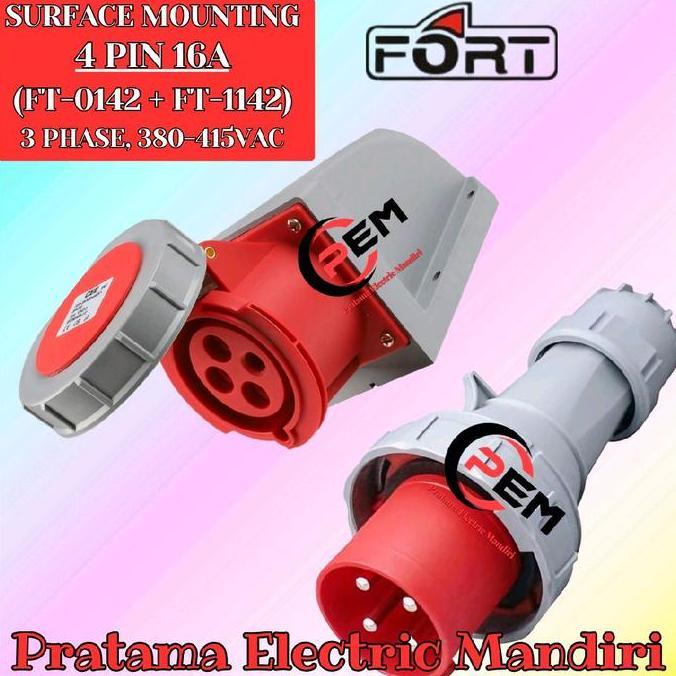 Jual FORT IP67 CEE INDUSTRIAL WALL SURFACE MOUNTING PLUG & SOCKET 4 PIN ...