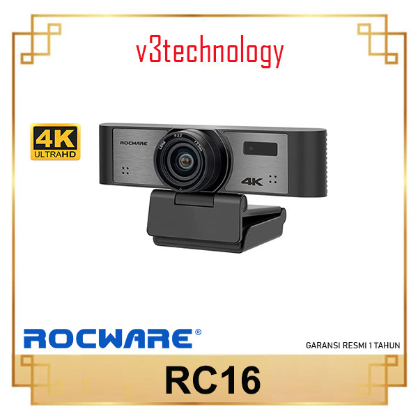Jual ROCWARE RC16 4K USB AI Webcam with 110°FoV, 8X Digital Zoom ...
