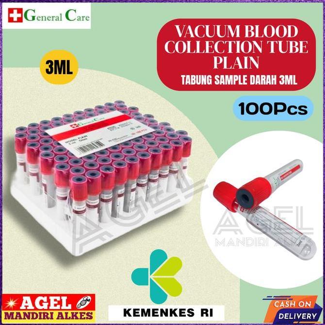 Jual General Care Tabung Darah Plain 3Ml Kaca Merah Isi 100Pcs Tabung ...