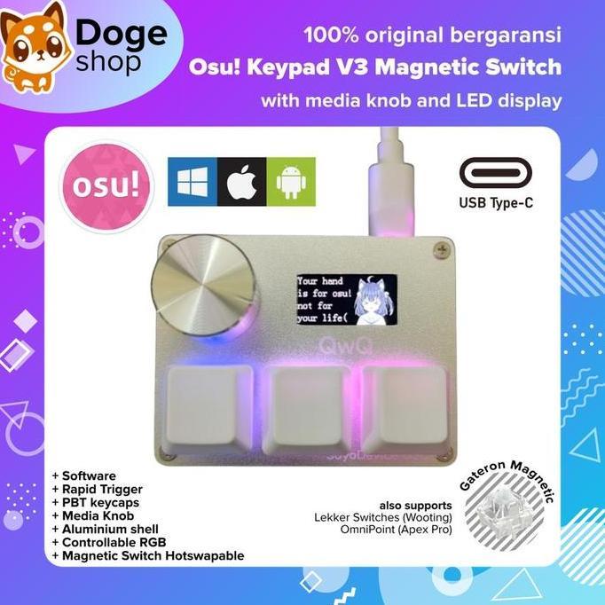 Jual Osu! Nono V3 Keyboard Gateron Magnetic Sayobot Sayodevice O3C Rapid Trigger LED Display ...