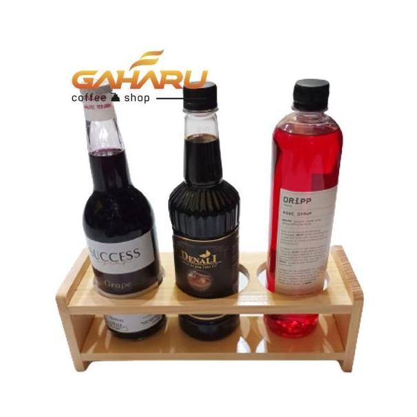 Jual Cof3 Rak Kayu Lubang Bulat Display Botol Sirup Gula Utk Da & Meja ...