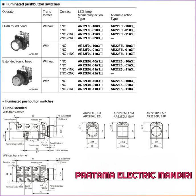 Jual FUJI ELECTRIC ILLUMINATED PUSH BUTTON LAMP TOMBOL TEKAN 22MM ...