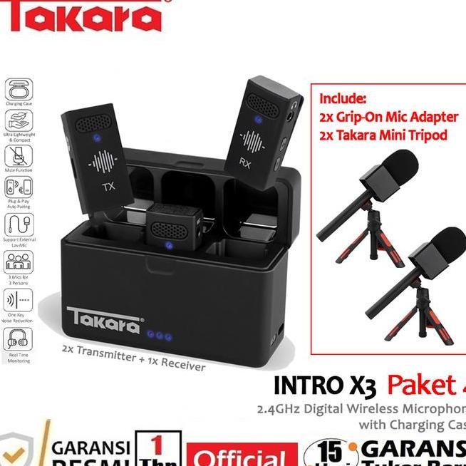 Jual Takara Intro X3 Dital Wireless Mic Microphone With Charging Case ...