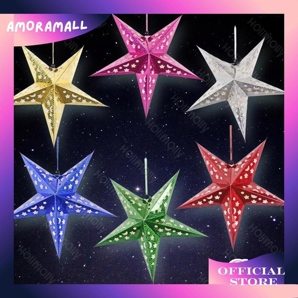 Jual Lampion Bintang Gantung - Hologram Paper Star Lantern Premium ...