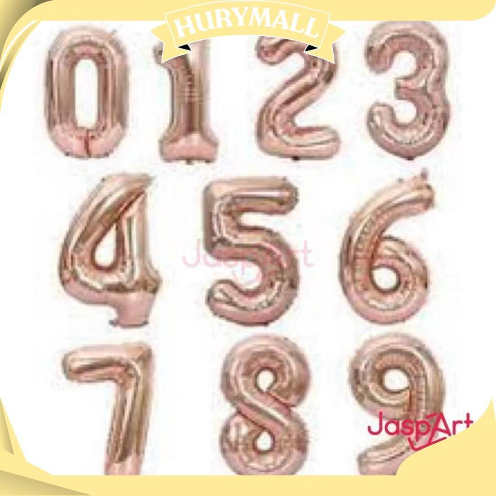 Jual Balon Foil Angka Jumbo Rose Gold Font Kurus 80 Cm Besar Promo ...