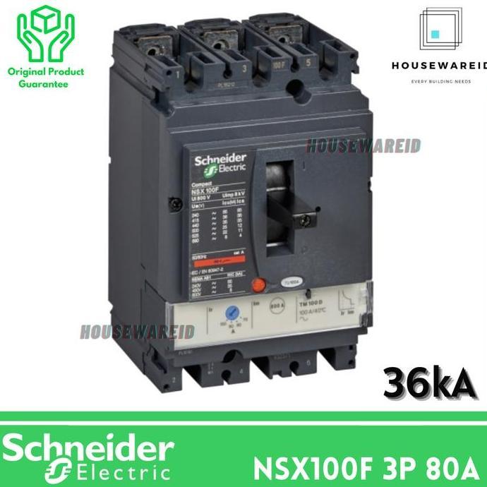 Jual Promo MCCB 3 Phase 80 Ampere 3p 80a Breaker Schneider NSX100F ...