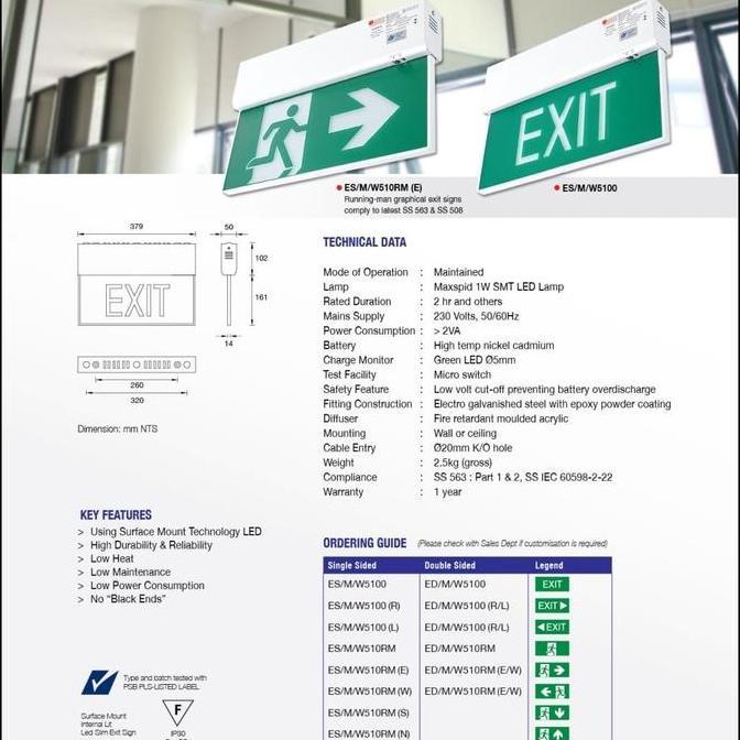 Jual EMERGENCY EXIT LAMP LED MERK MAXSPID ( SLIM SURFACE ) Promo ...