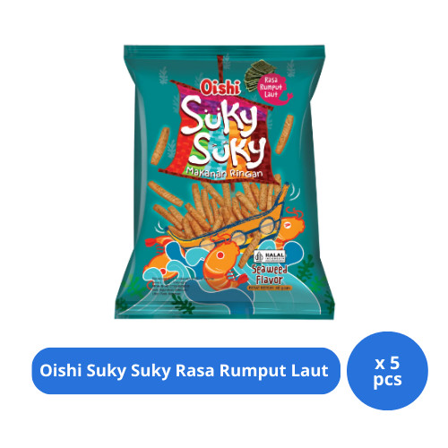 Jual Oishi Suky Suky Rasa Rumput Laut 60 g x 5 pcs | Shopee Indonesia