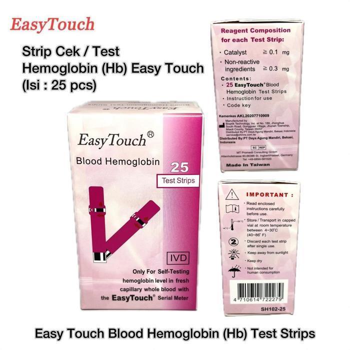 Jual STRIP HB HEMOGLOBIN EASY TOUCH BLOOD HEMOGLOBIN TEST STRIP ISI 25 ...