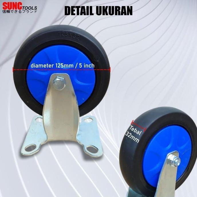 Jual Roda Troli 5 Inci 500Kg 1 Set Heavy Duty Roda Ban Troly Trolley ...