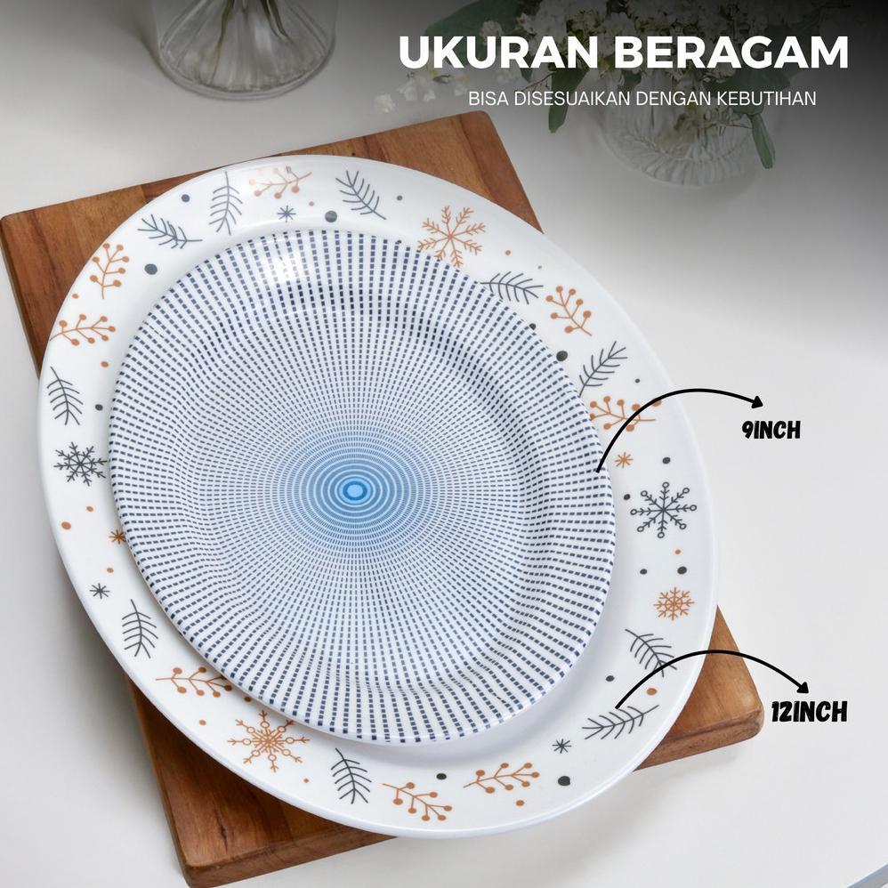 Jual Piring Oval Motif Melamin Asli Tebal 9/12 inch Piring Saji Piring ...