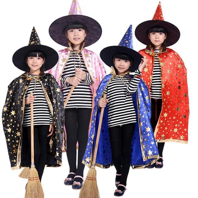 Jual Kostum Halloween Jubah Emas Topi Witch Costume Penyihir Wizard ...