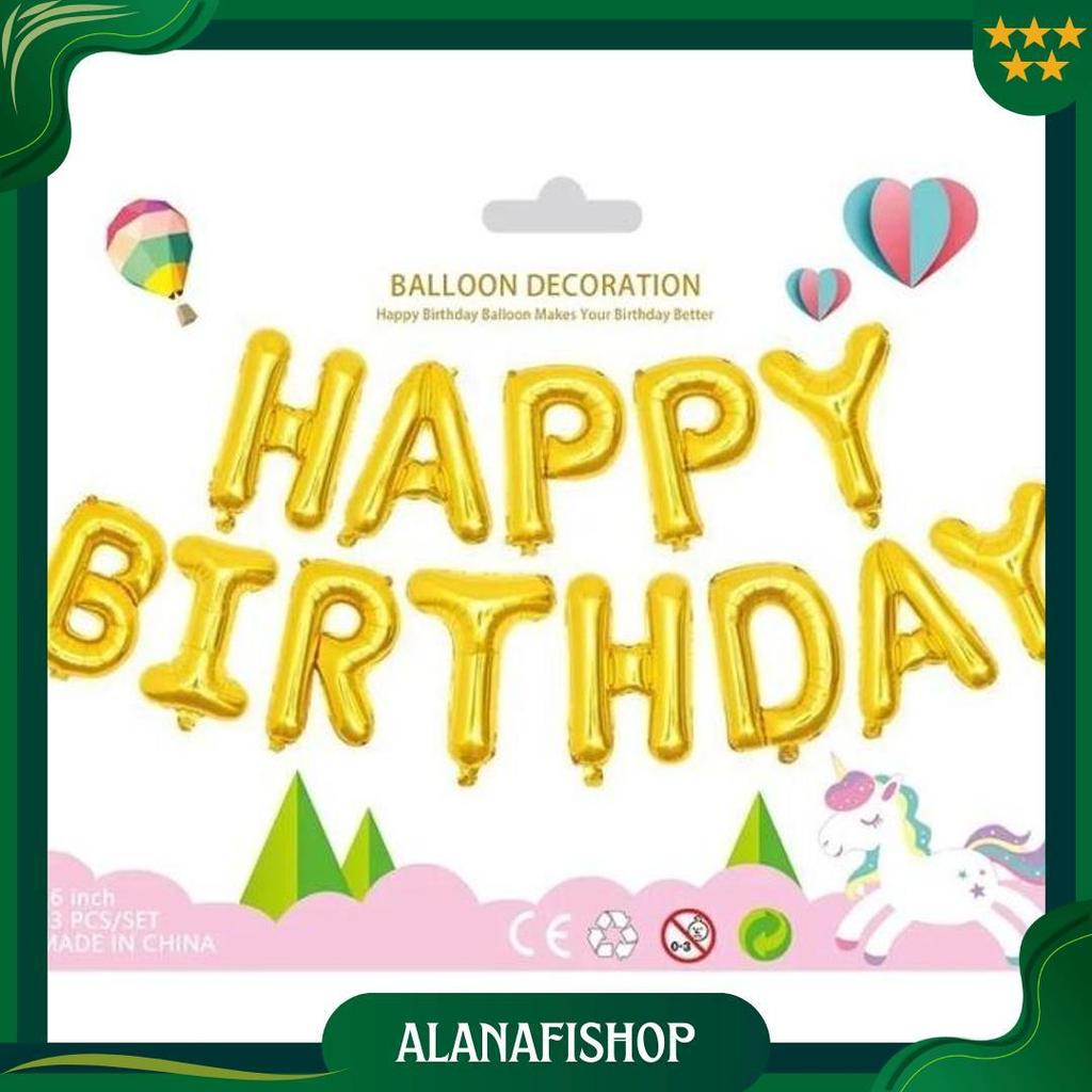 Jual Balon Foil Huruf Set Happy Birthday / Tulisan Happy Birthday Gold ...