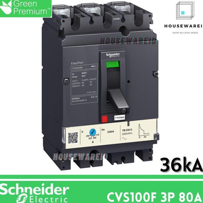 Jual Promo MCCB 3p 80a 3 Phase 80 Ampere Schneider CVS100F LV510336 ...