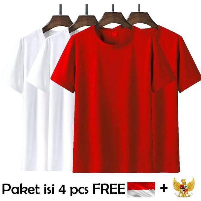 Jual Bundle Hut Ri 4 pcs Merah Putih GRATIS Logo Garuda Bendera Kaos ...