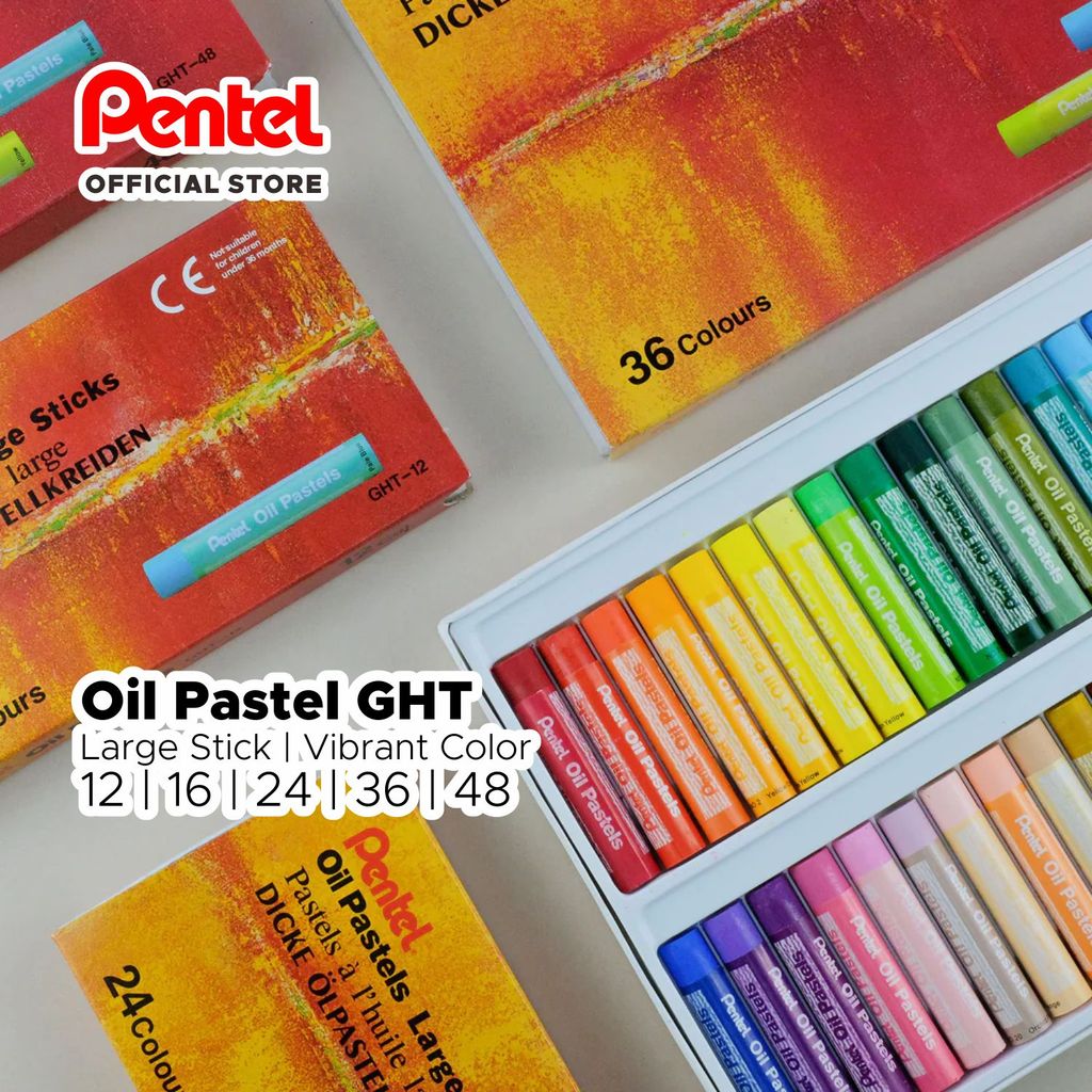 Jual Crayon Oil Pastel Pentel isi 12/16/24/36/48 Krayon Large Stick ...