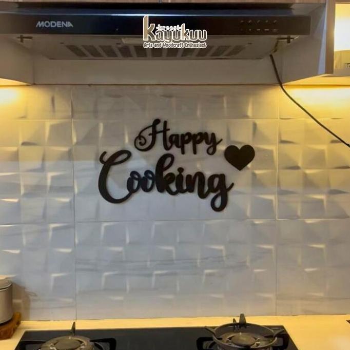 Jual Kreasikayukuu Hiasan Dinding Tulisan Happy Cooking Dekorasi Dapur ...