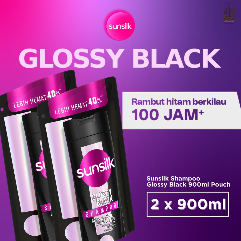 Jual SUNSILK SHAMPOO GLOSSY BLACK POUCH 900ML x2 | Shopee Indonesia