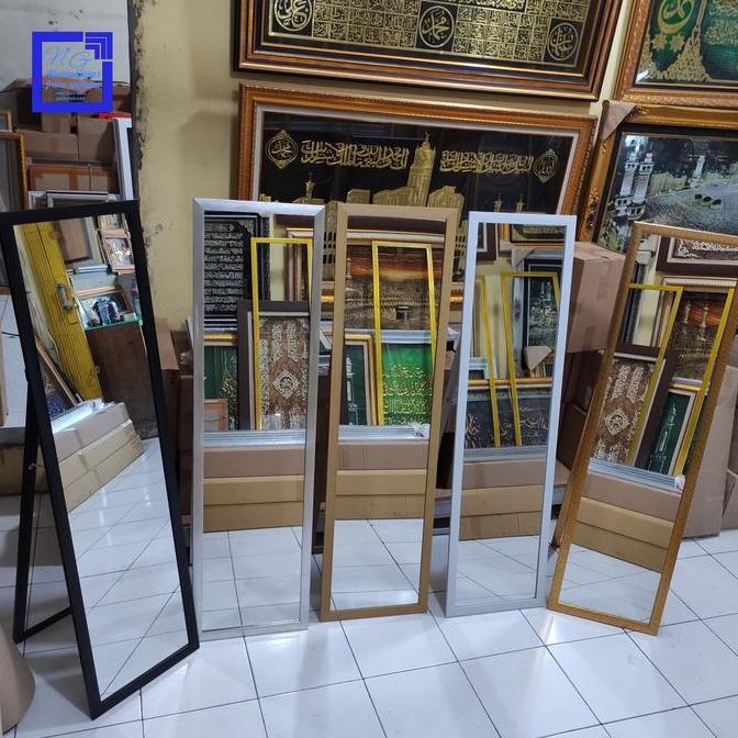 Jual Cermin standing cermin full body minimalis putih modern 35x125cm ...