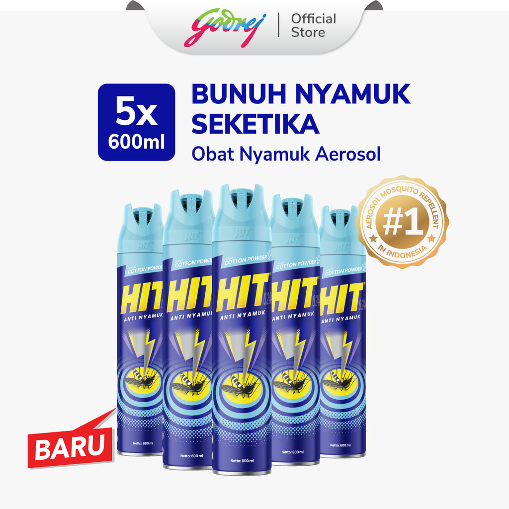 Jual Hit Aerosol Cotton Powder 600ml x 5- Obat Nyamuk - Bunuh Nyamuk ...