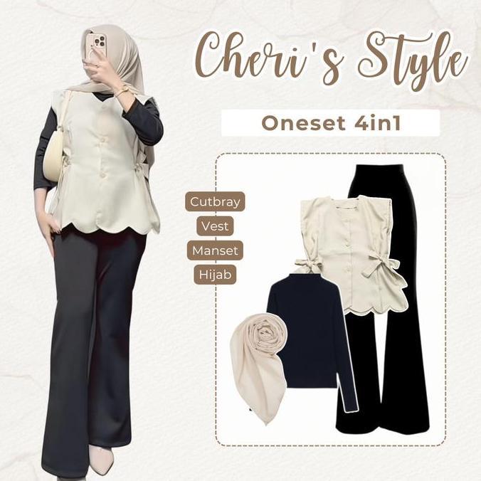 Jual Ootd Wanita Kekinian ( Vest + Manset Cutbray + Jilbab Bella Square ...