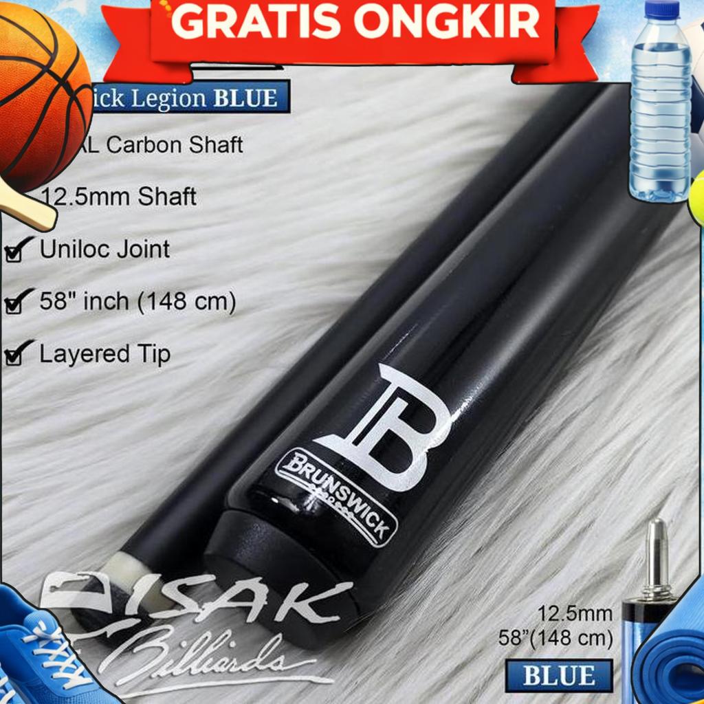 Jual Brunswick Legion Cue Blue - Real Carbon Shaft Uniloc Pool Stick ...