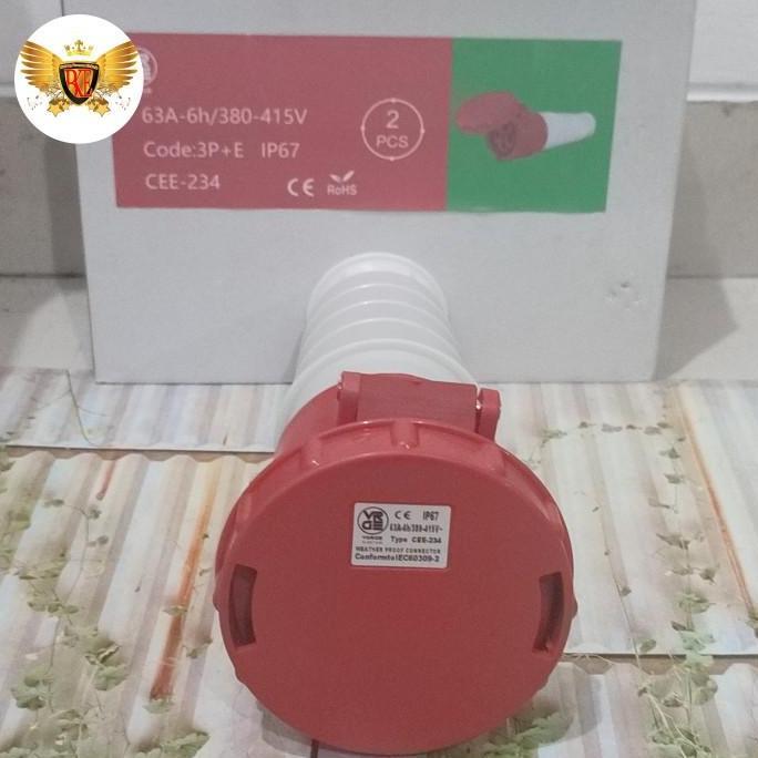 Jual Promo Industrial Mobile Socket 4Pole 63A Cee 234 4Pin Stop Kontak ...