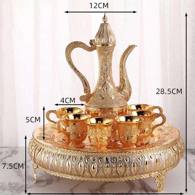 Jual 8pcs/Set Teko Arab Aladin Gold Gelas Anggur Emas Antik, Ornamen ...