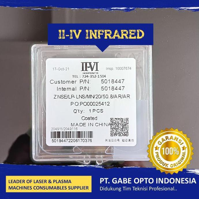 Jual KNOV II-VI INFRARED USA Lensa Fokus Laser Cutting CO2 Dia.20mm FL ...