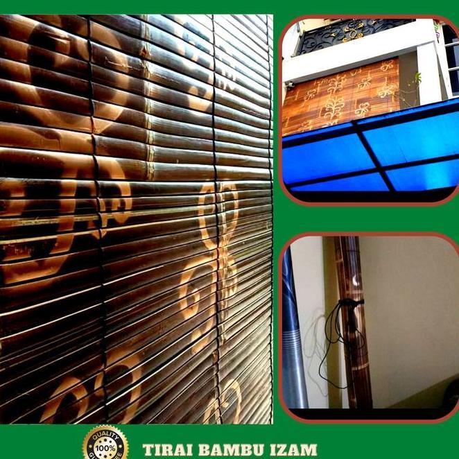 Jual Tirai Krei Bambu Hitam Motif Batik Kerai Tirai Outdoor Tirai Teras ...