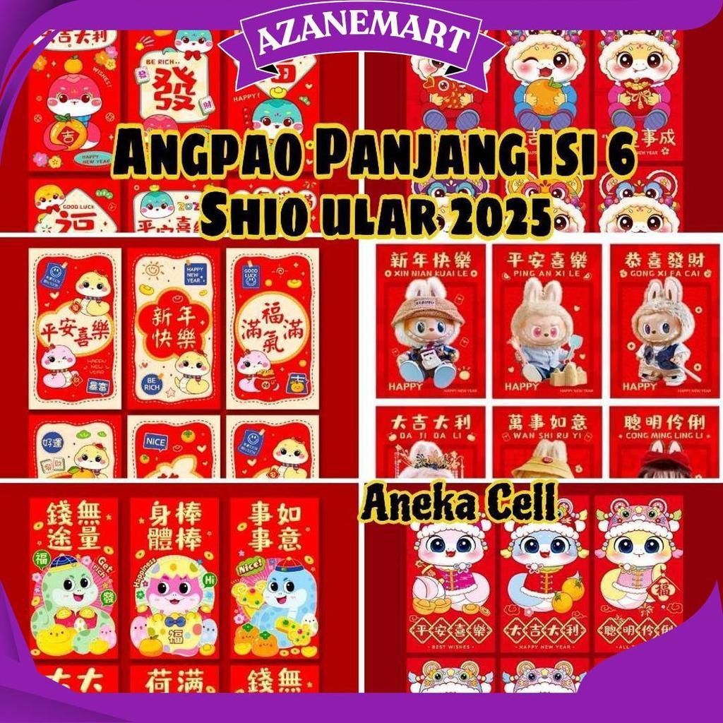Jual [ Isi 6 ] Angpao Ular Imlek Panjang Shio Ular 2025 Hong Bao Fung ...