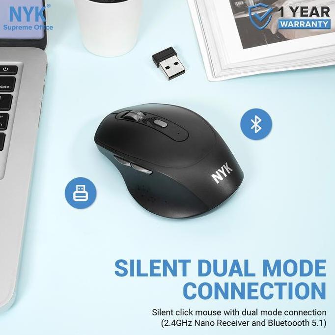 Jual Mouse Nyk C70 Silent Click Dual Mode Bluetooth Wireless ...