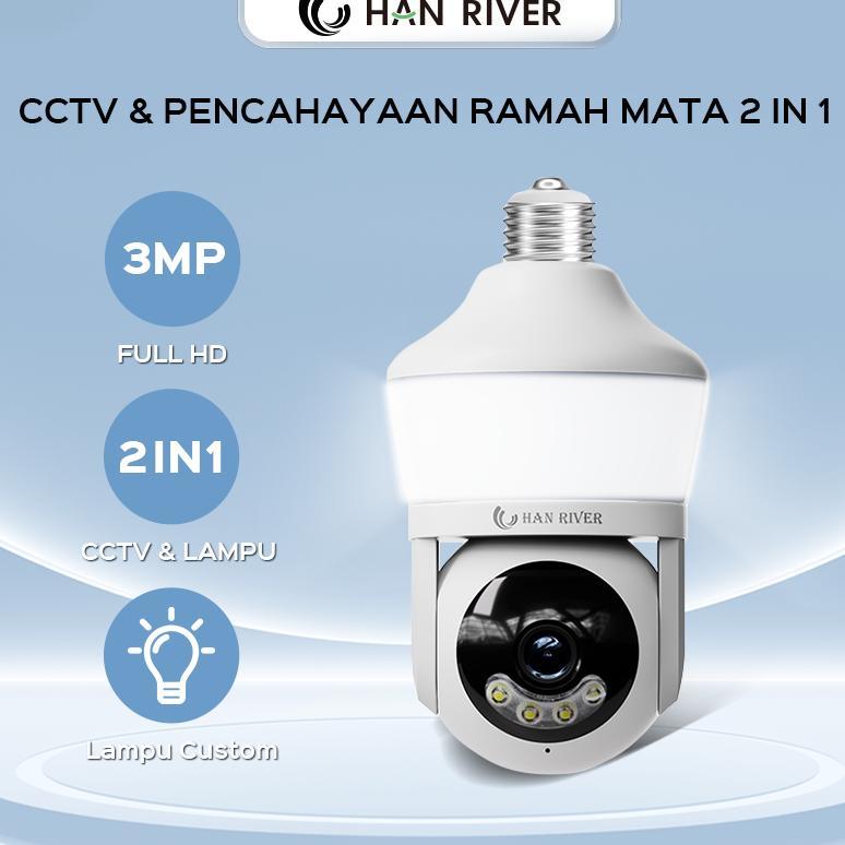 Jual HAN RIVER Smart Lampu Camera CCTV 3MP HD 360 PTZ View Wifi Smart ...