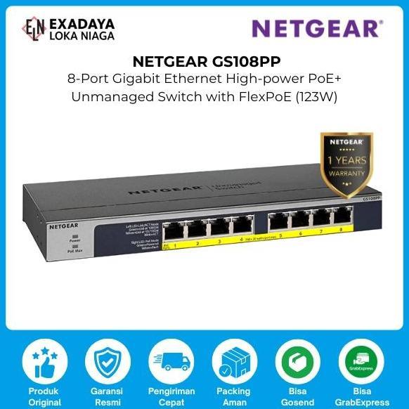 Jual NETGEAR GS108PP , 8-Port Gigabit Ethernet High-power PoE+ ...