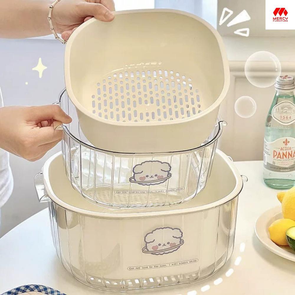 Jual Kimo Baskom Cuci Wadah Cuci Transparent 2In1 Tempat Saringan Buah ...