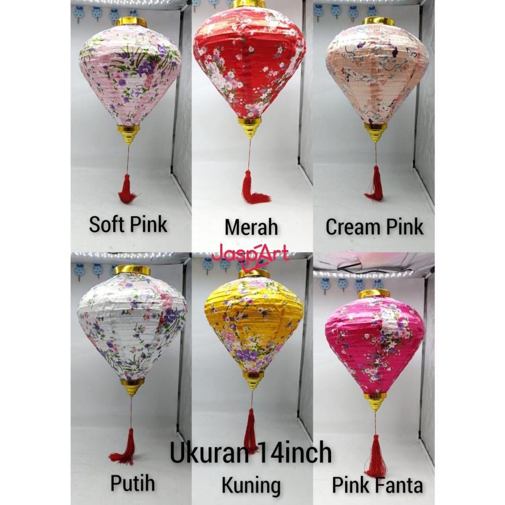 Jual LAMPION IMLEK Lampion diamond motif bunga bahan satin premium pvc ...