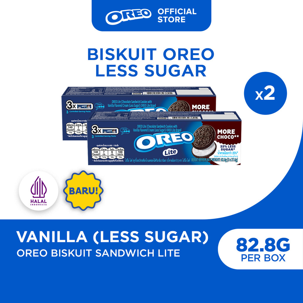 Jual Oreo Lite 82.8g (Paket isi 2), Biskuit Sandwich Cokelat dengan ...