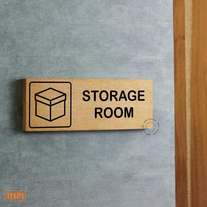 Jual Sign Storage Room Kayu + Sticker Hitam Putih Instalasi Tempel ...