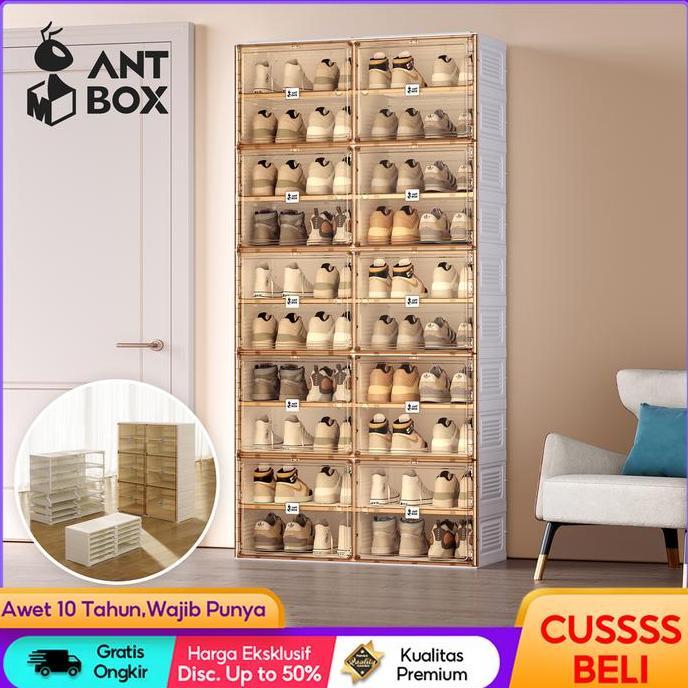 Jual ANTBOX Rak Sepatu 10Tingkat Kapasitas Besar Kotak Sepatu Lipat ...