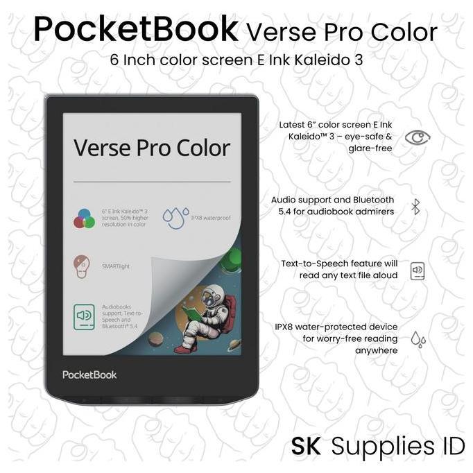 Jual TERBARU PocketBook Verse Pro Color Ebook Reader 6 inch E-ink Carta ...