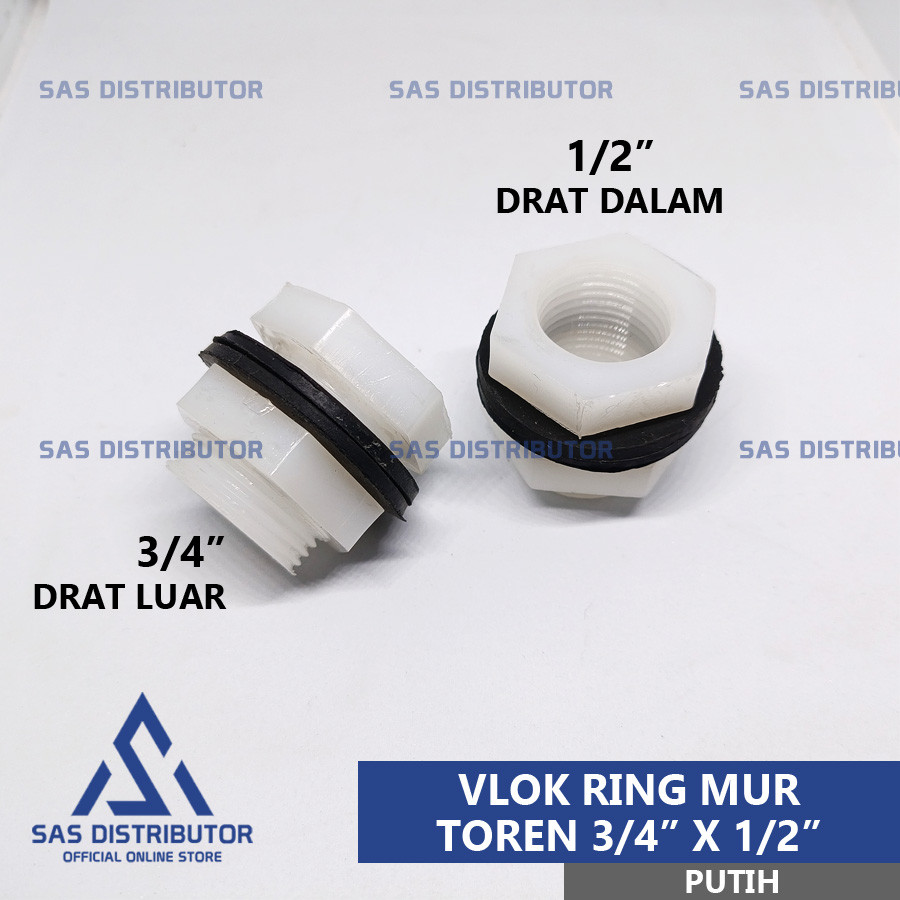 Jual Vlok Ring Toren 3/4" x 1/2" inch Putih / Ring Mur Toren 3/4 x 1/2 ...