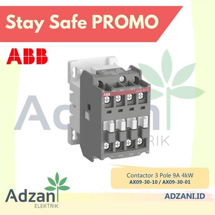 Jual Promo ABB Contactor 4kW AX09-30-10 9A AX09-30-01 220VAC Kontaktor ...