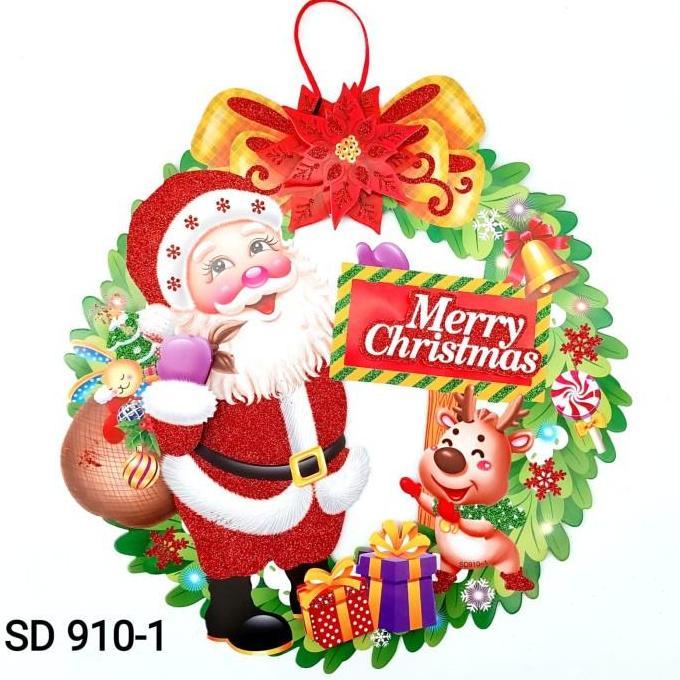 Jual Krans Natal Ring Adven Santa Snowman Dekorasi Lonceng Pita Snowman ...