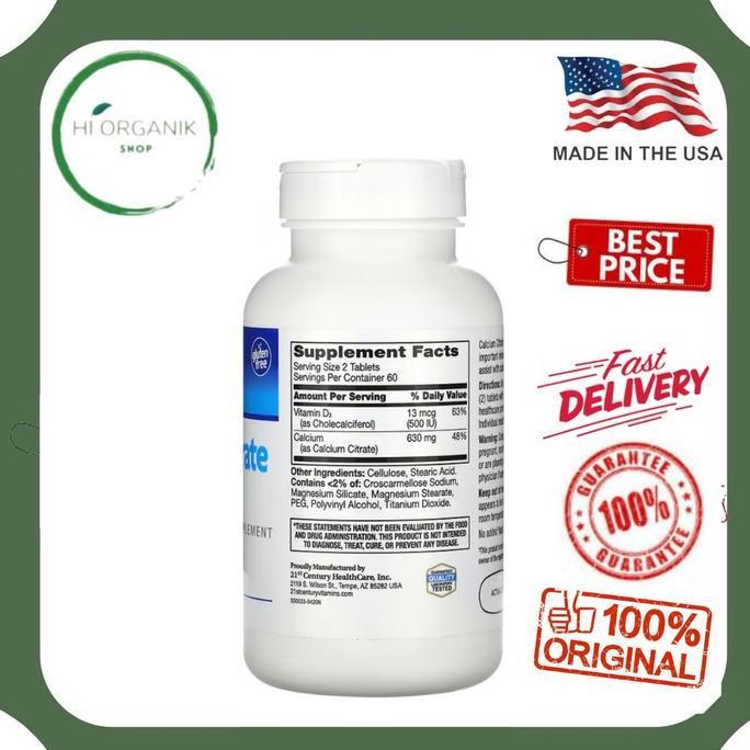 Jual 21St Century Calcium Citrate Maximum + D3 120 Tablets Original ...