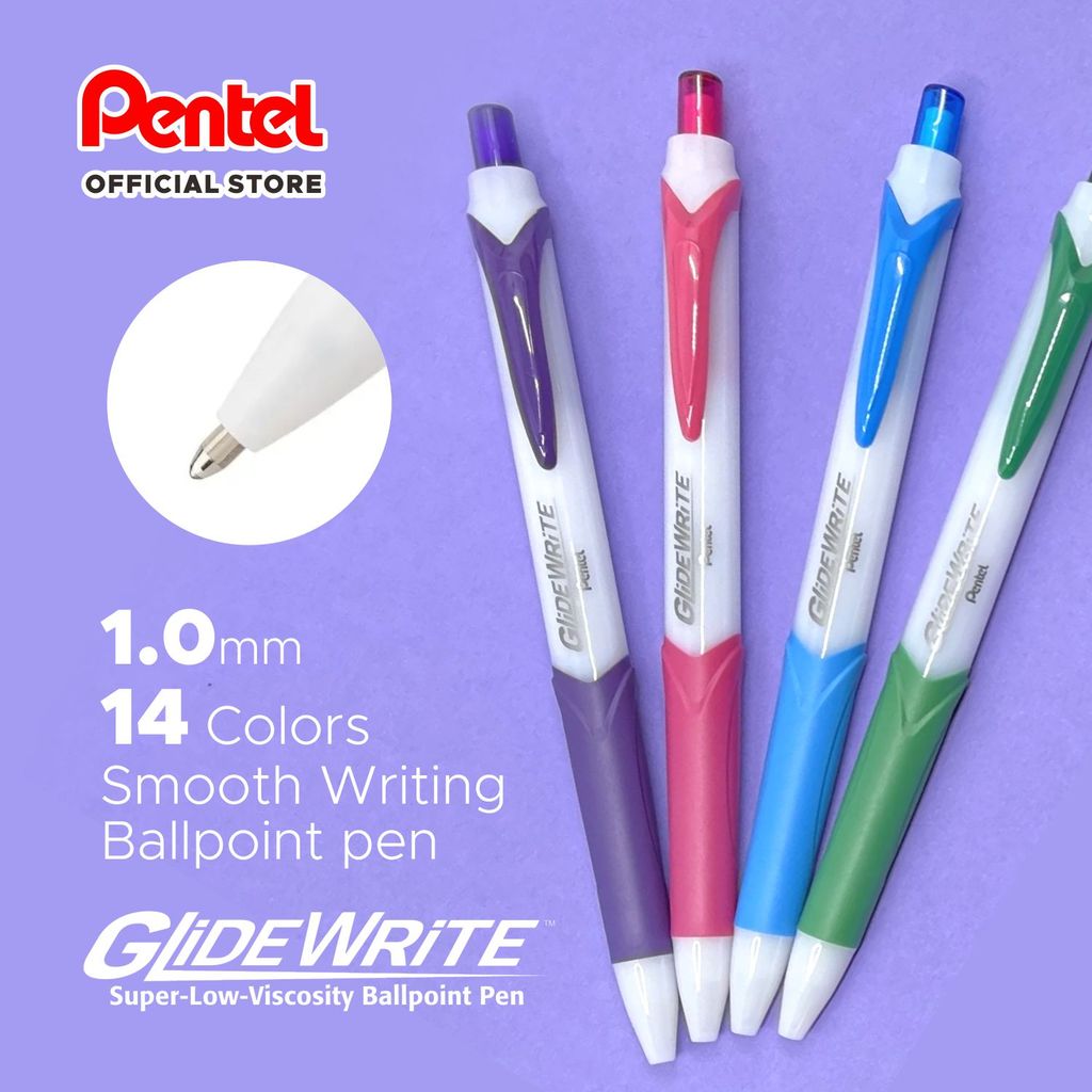 Jual Ballpoint Glide Write Pentel 1.0mm | Ballpoint pen licin, Warna ...