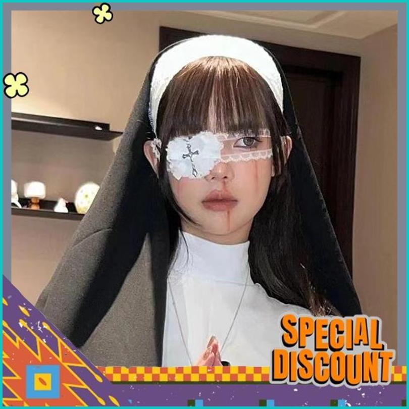 Jual Flash Sale Hpm-33 Eyepatch Salib Cross Eye Patch Nun Y2K Black ...