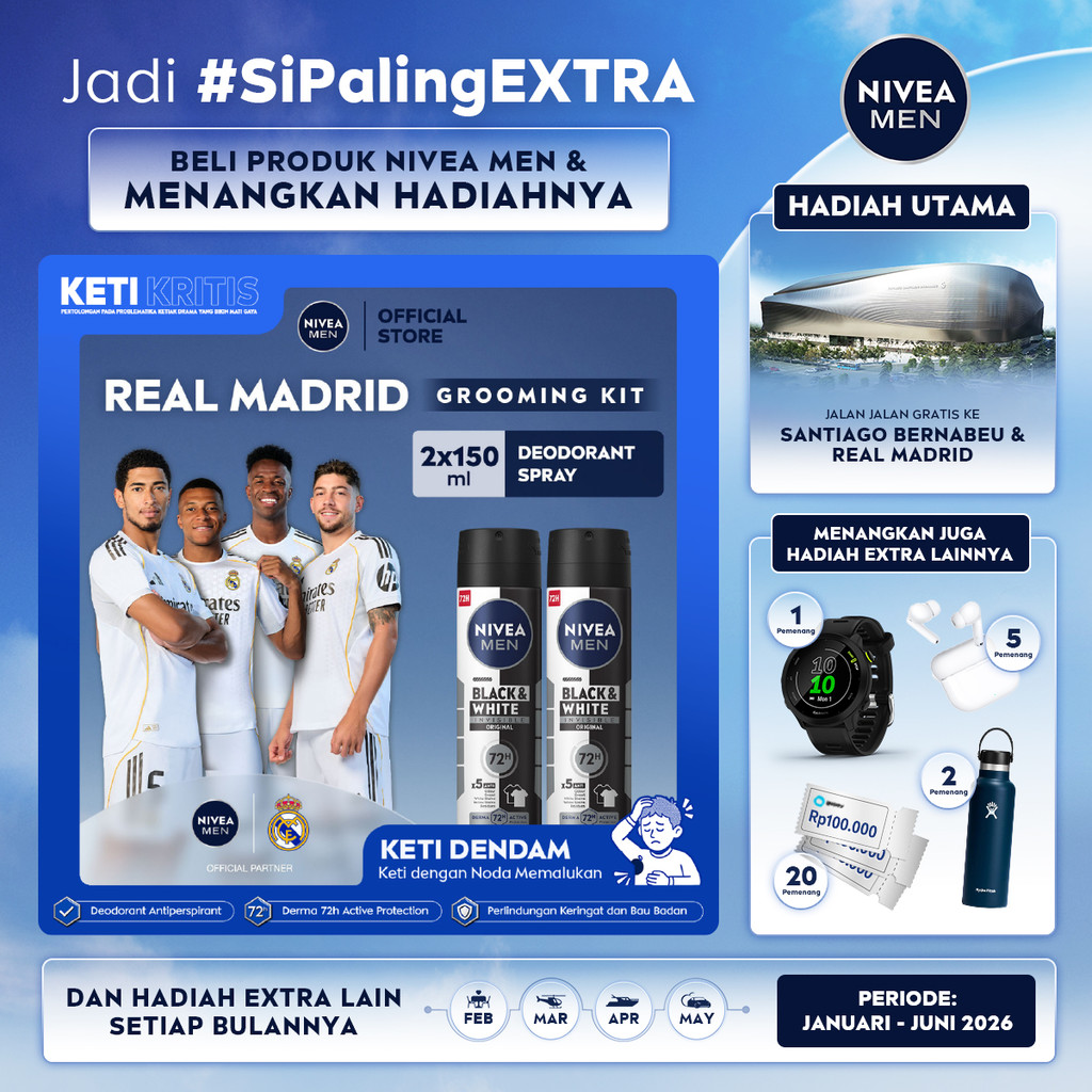 Jual (PAKET HEMAT ISI 2) NIVEA MEN Deodorant Spray Black & White ...