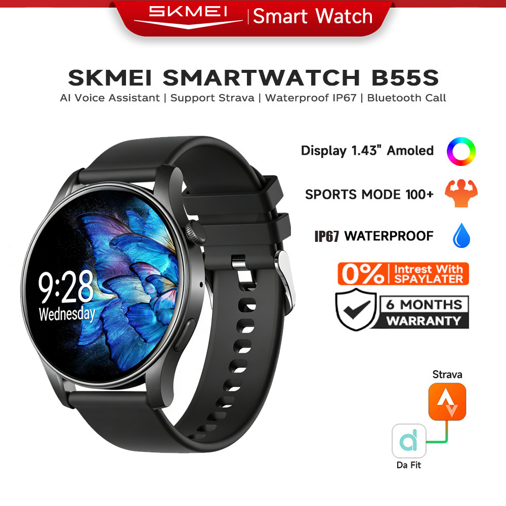 Jual Skmei B55s Smartwatch IP67 Waterproof Support Strava Jam Tangan ...