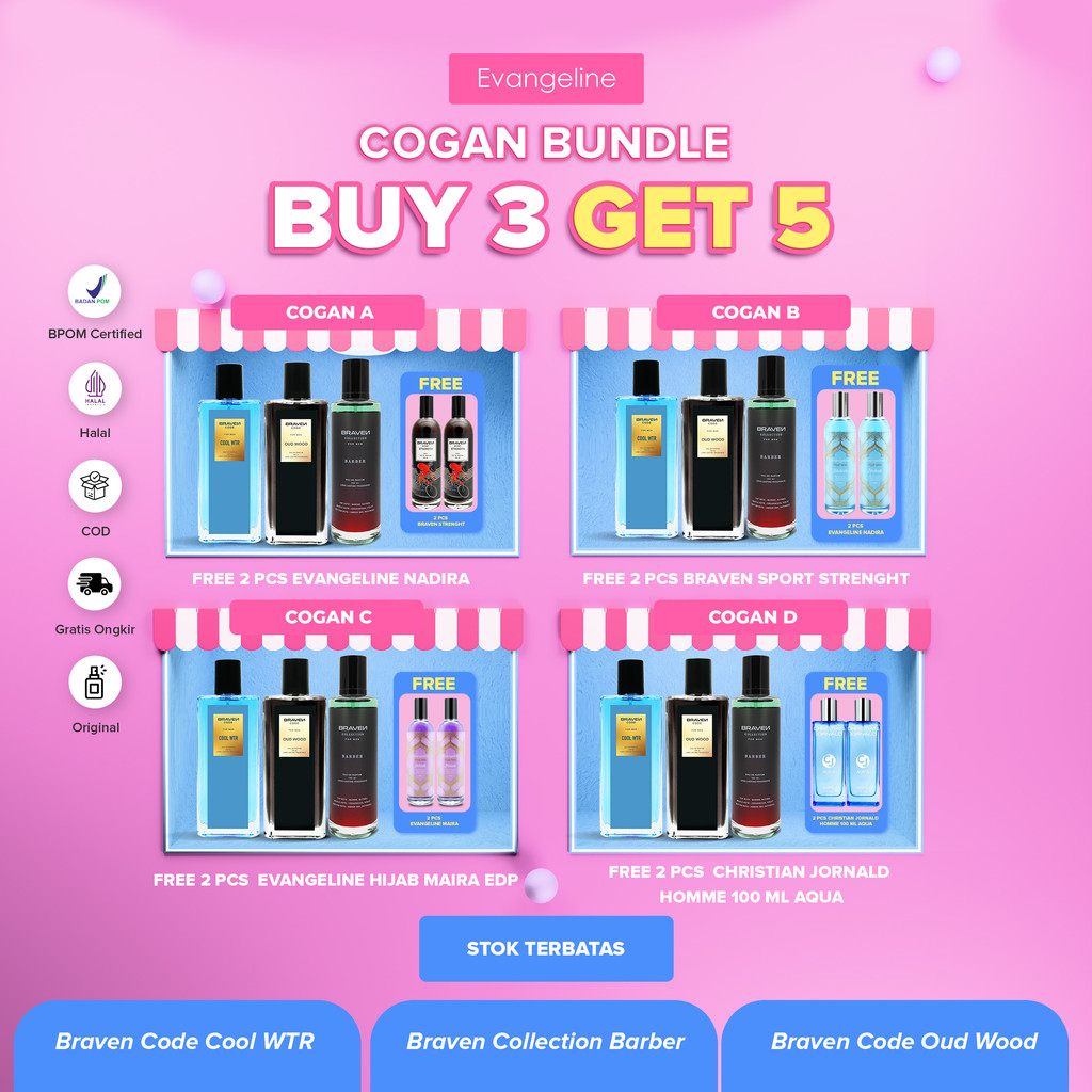 Jual [COGAN BUY 3 GET 5] Cowok Ganteng Bundle | Braven Eau De Parfum ...